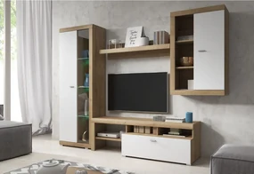 Expedo Mobilă sufragerie ORNELLA, 270x197x32-45, stejar riviera/alb mat ...