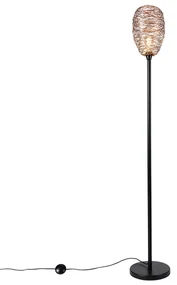 Lampa de podea art deco neagra cu sticla aurie - pallon | BIANO