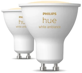Becuri smart LED GU10, 2 buc. 4 W White ambiance – Philips Hue | BIANO