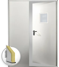 Usa metalica dubla blat 60 mm intrare secundara cu geam - RAL 9001 ...