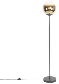 Lampa de podea art deco neagra cu sticla aurie - pallon | BIANO